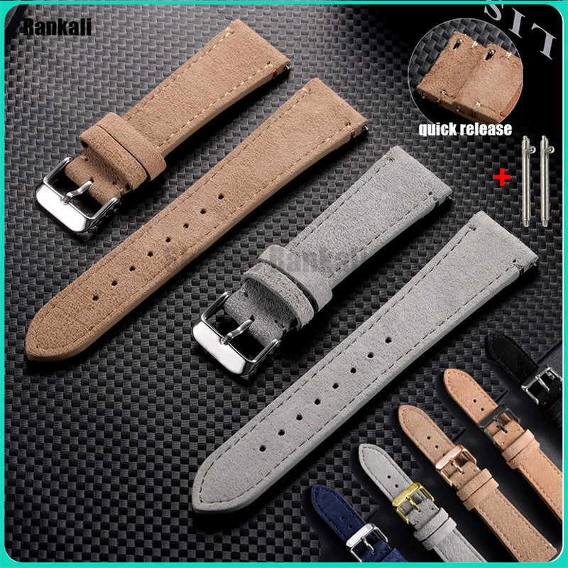 Suede Genuine Leather Watch Band 20mm 22mm Cowhide Universal Smart ...