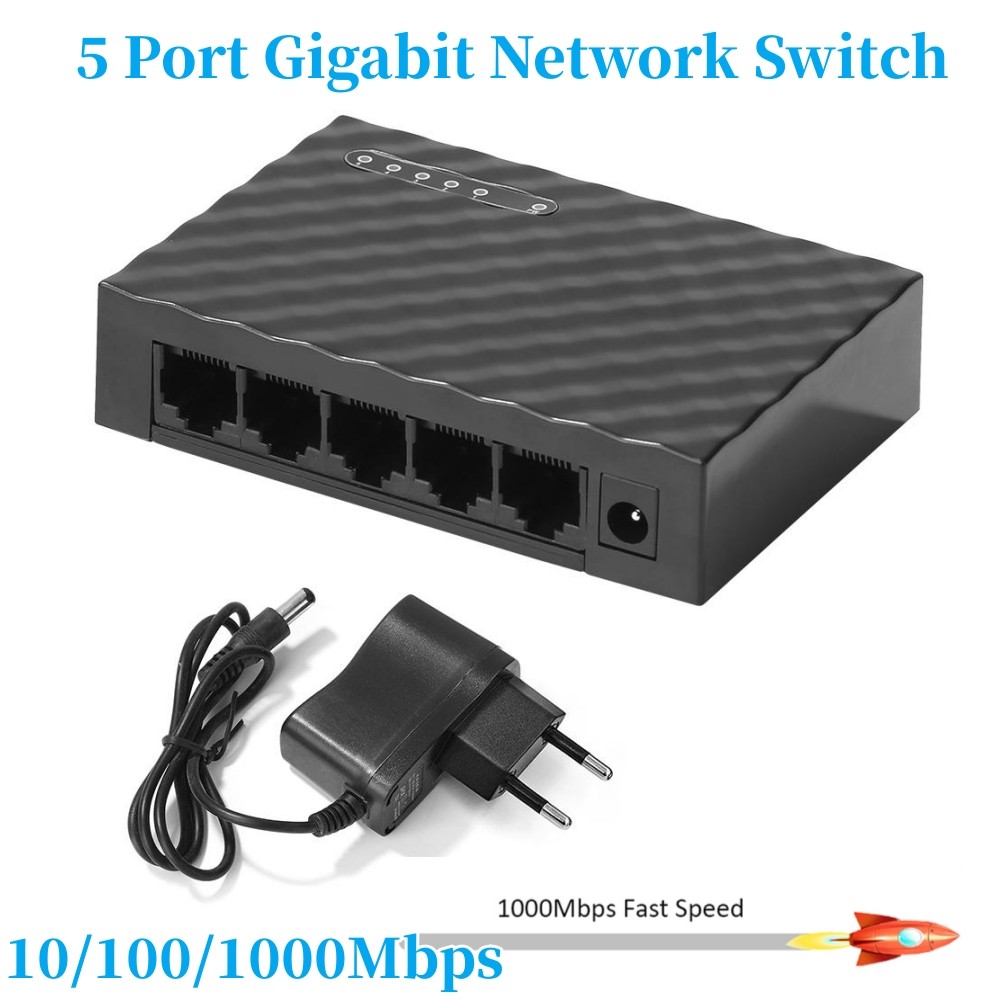 5 Port 1000Mbps Gigabit Network Switch Ethernet Smart Switcher High ...