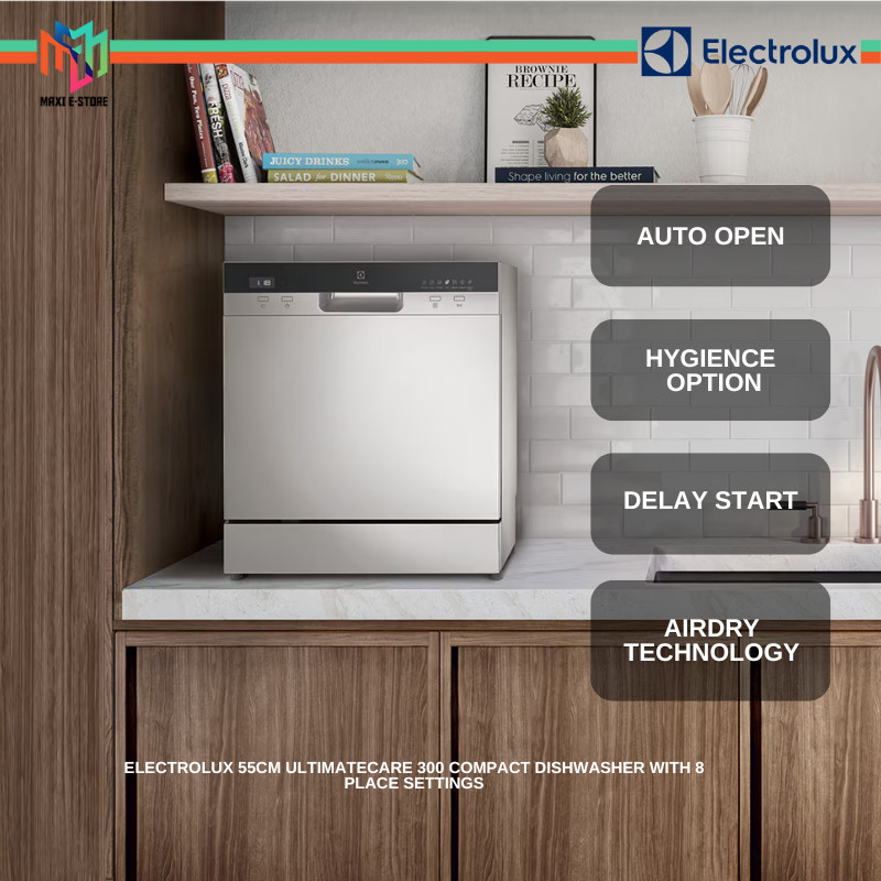 Electrolux EFC3862MS 55cm UltimateCare 300 Compact Dishwasher Eco ...