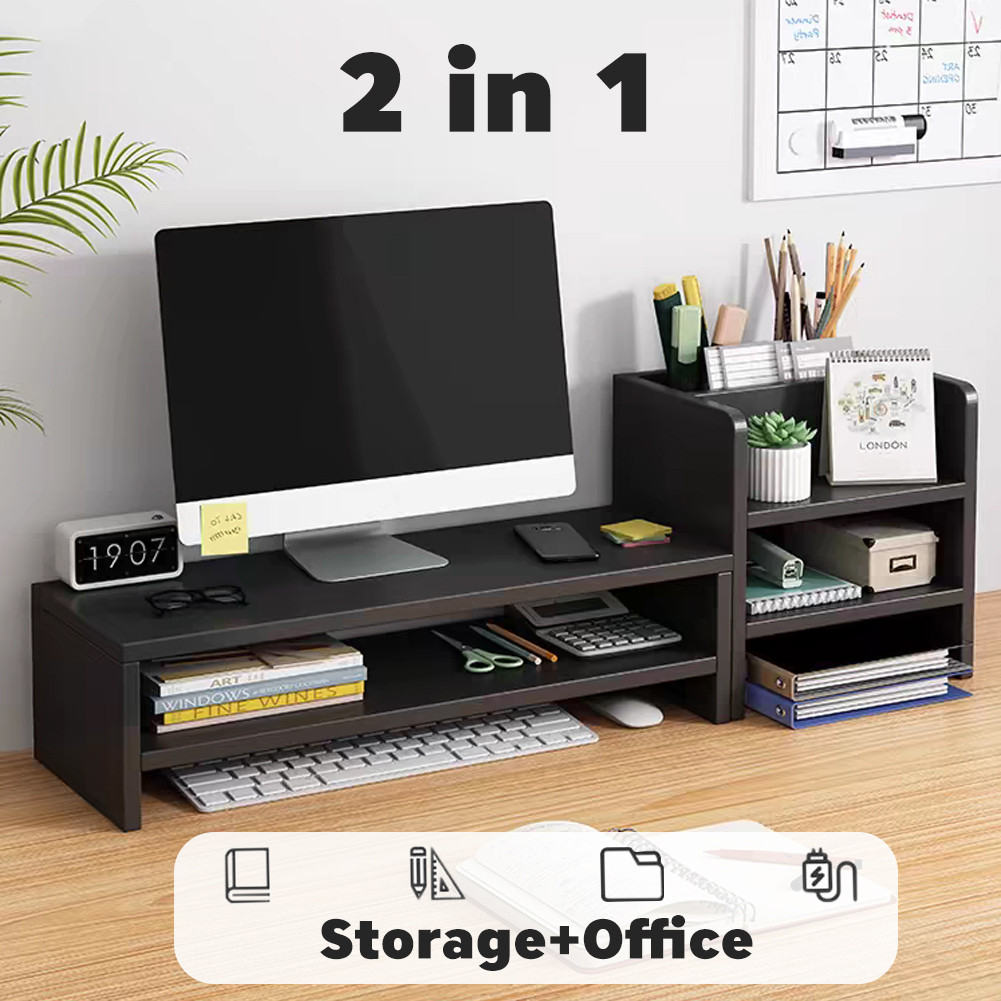 Office Desk Computer Monitor Stand With Storage Holder And Stable ...