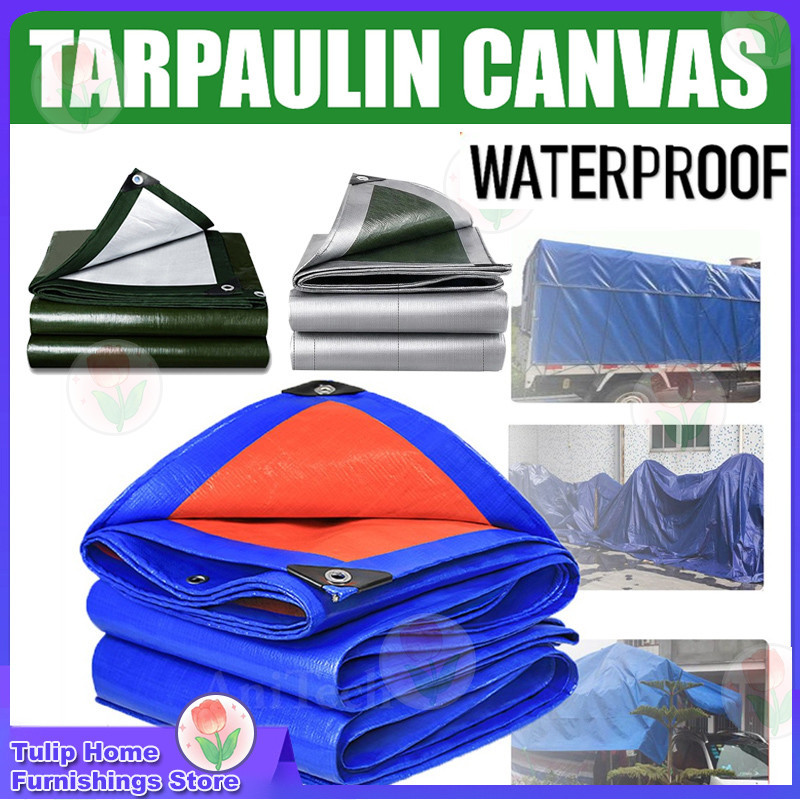 READYSTOCK Tarpaulin High Quality Waterproof Canvas Kanvas Canopy Blue ...