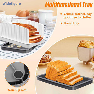 Widefigure Bread Slicer Foldable Baking Toast Slicer With Crumb Tray ...