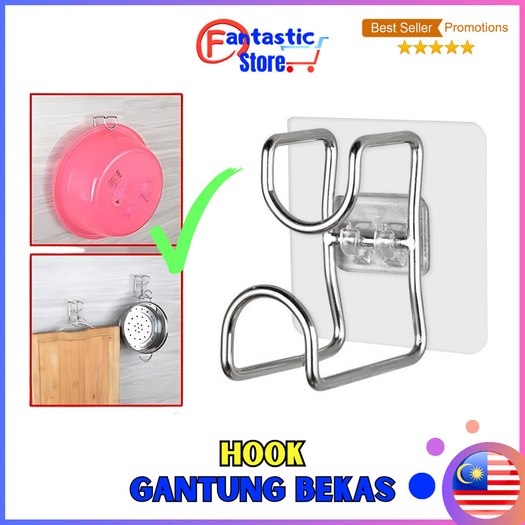 Hook Bathroom Washbasin Storage Rack Rag Stand Rak besin tempat gantung ...