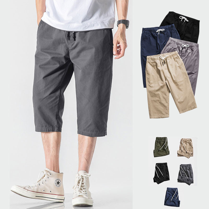 Summer 3 Quarter Pants Breathable Three Quarter Pants Classic Men 3/4 ...
