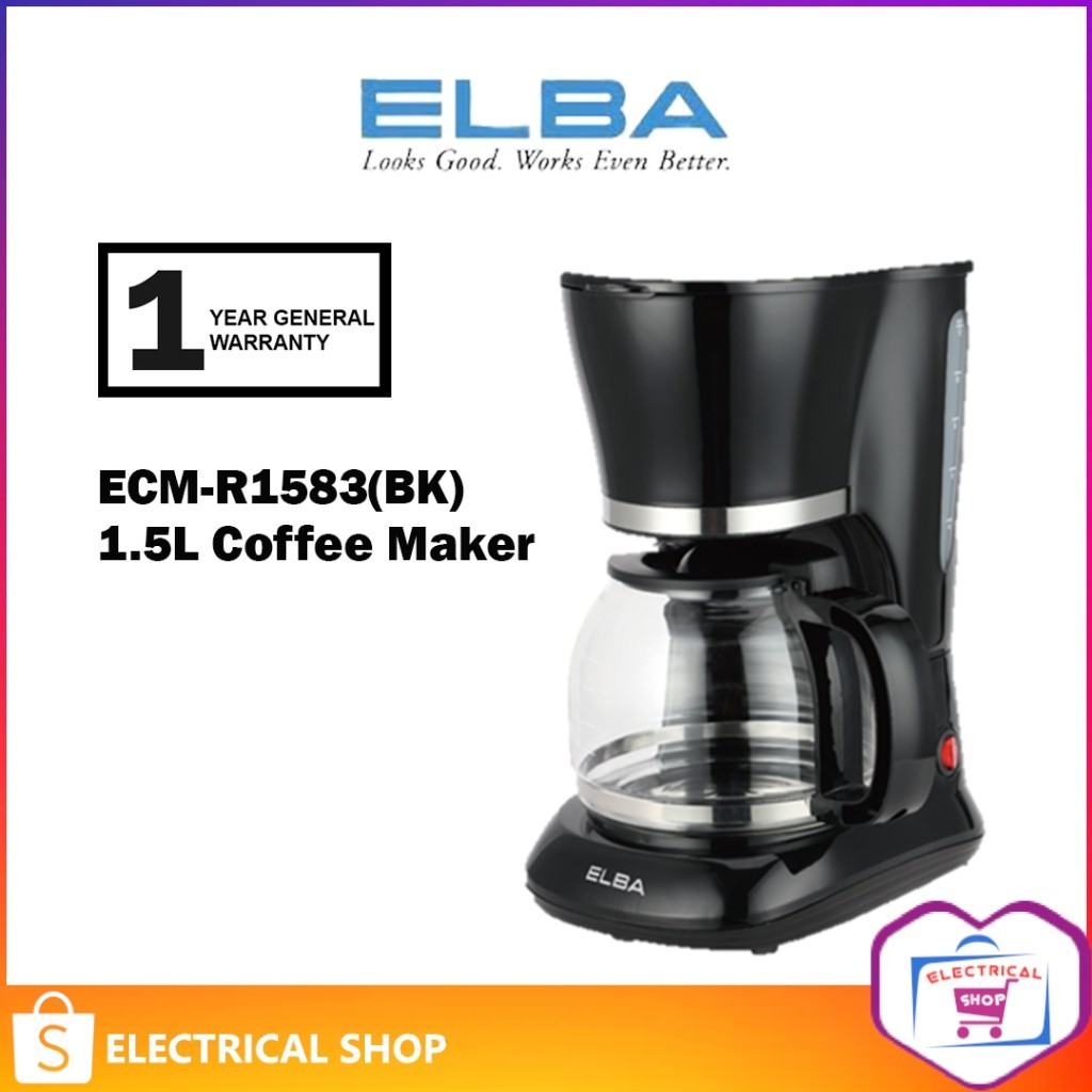 Elba 1.5L Coffee Maker ECM-R1583(BK) / ECMR1583BK 800W (Black) | Shopee ...