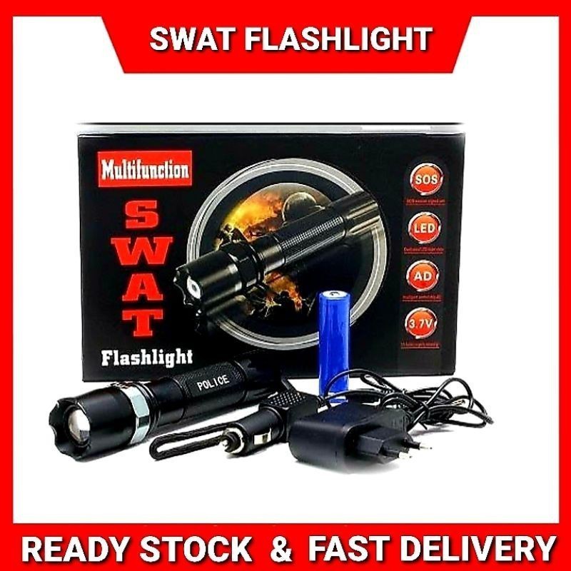 SWAT Multifunction Rechargeable Zoom Flashlight Torchlight Mini ...