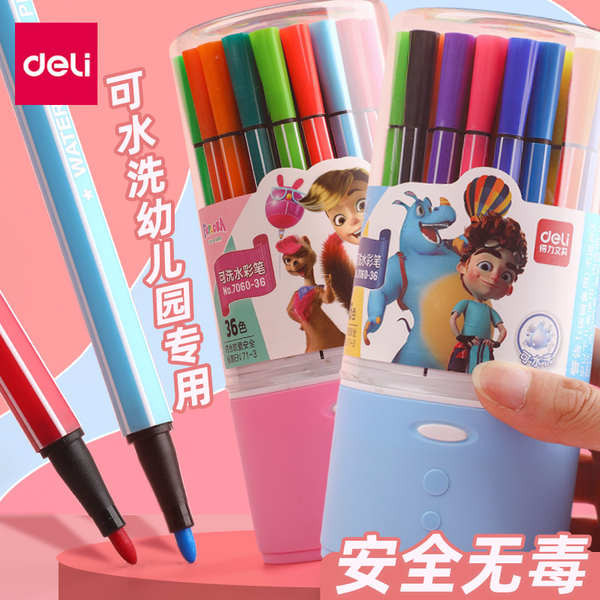 colour pencil Deli 24 warna pen cat air set berus warna pen lukisan ...