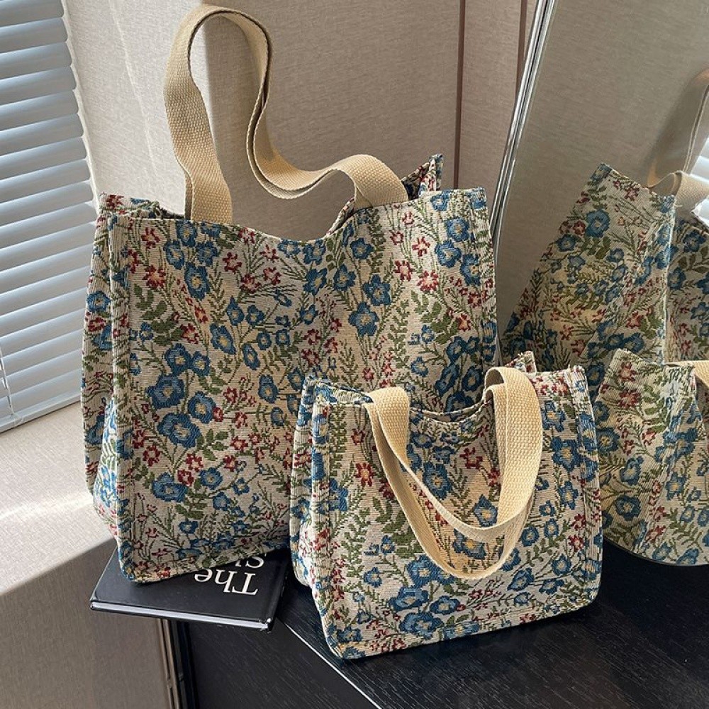 Large Capacity Shoulder Bag Women's Bag Floral 2024 New Ins Canvas Bag ...
