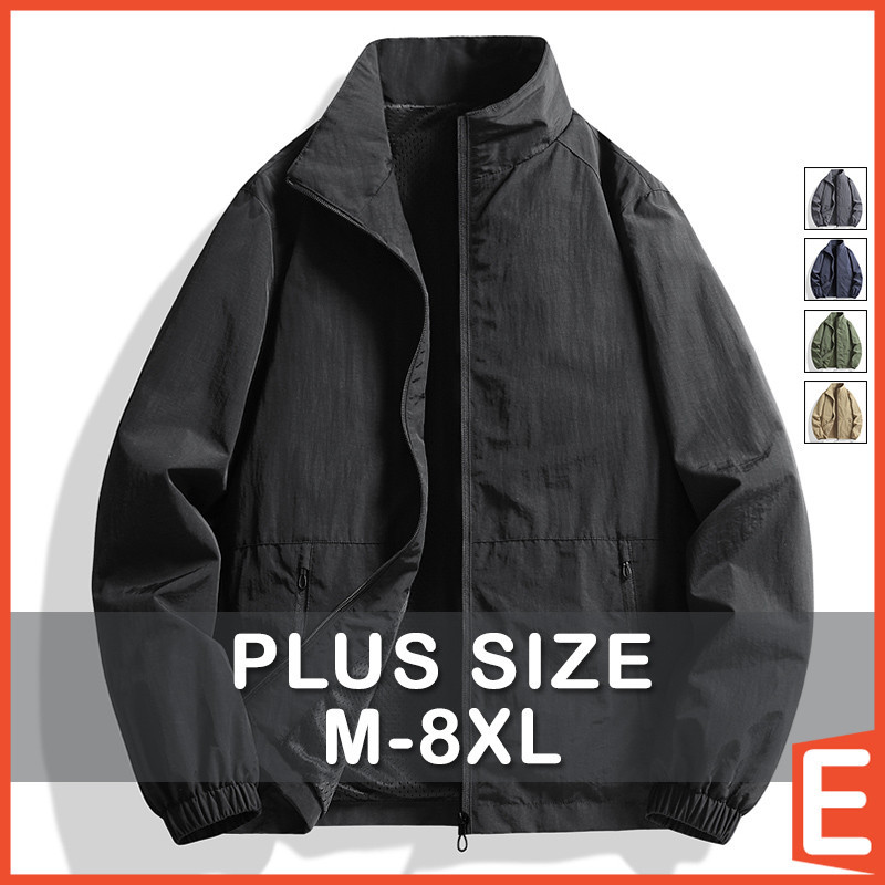 [M-8XL] Jacket Men Plus Size Jaket Lelaki Saiz Besar Casual Breathable ...