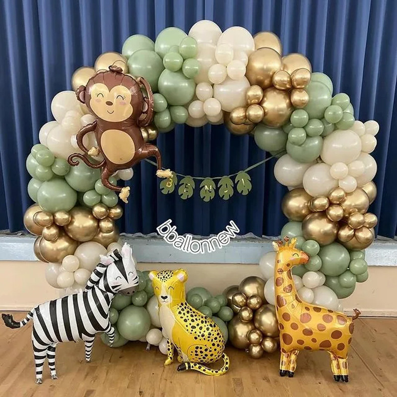 146Wild Jungle Animals Monkey Zebra Balloon Garland Arch Set for Kids ...