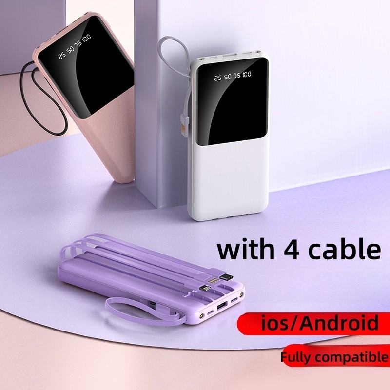 Powerbank Built in 3 Cables Fast charging Digital LED Display Portable ...
