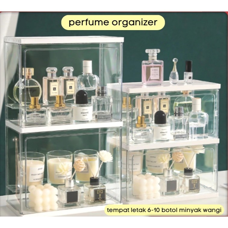 Rak Display Perfume Organizer Rack Storage Box Transparent With Door ...