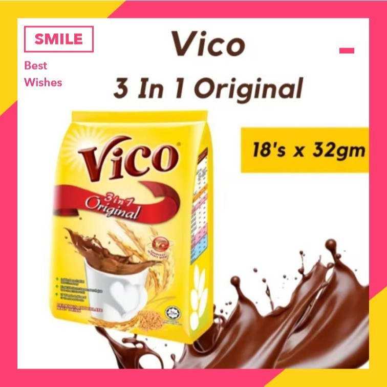 Vico 3 In 1 Original Chocolate Malt Drink (18's x 32g) | Shopee Malaysia