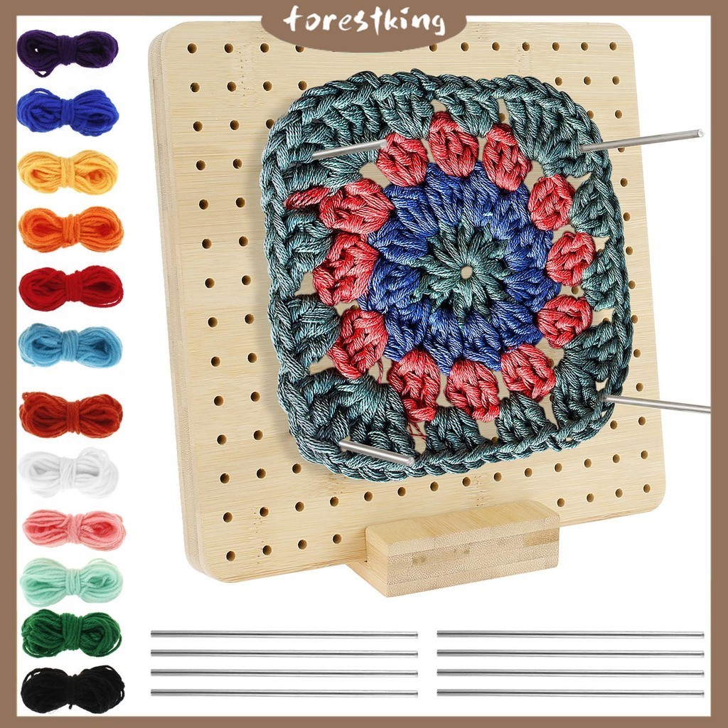 Crochet Blocking Board with 12 Wools Wooden Knitting Crochet Board with ...