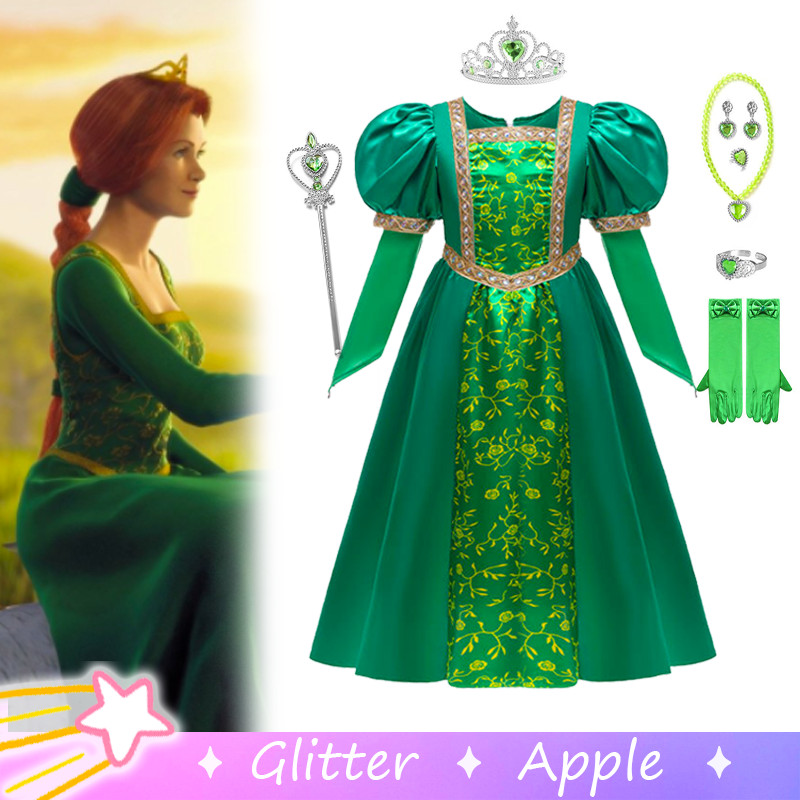 Monster Shrek Princess Fiona Green Dress For Kids Girl Halloween ...