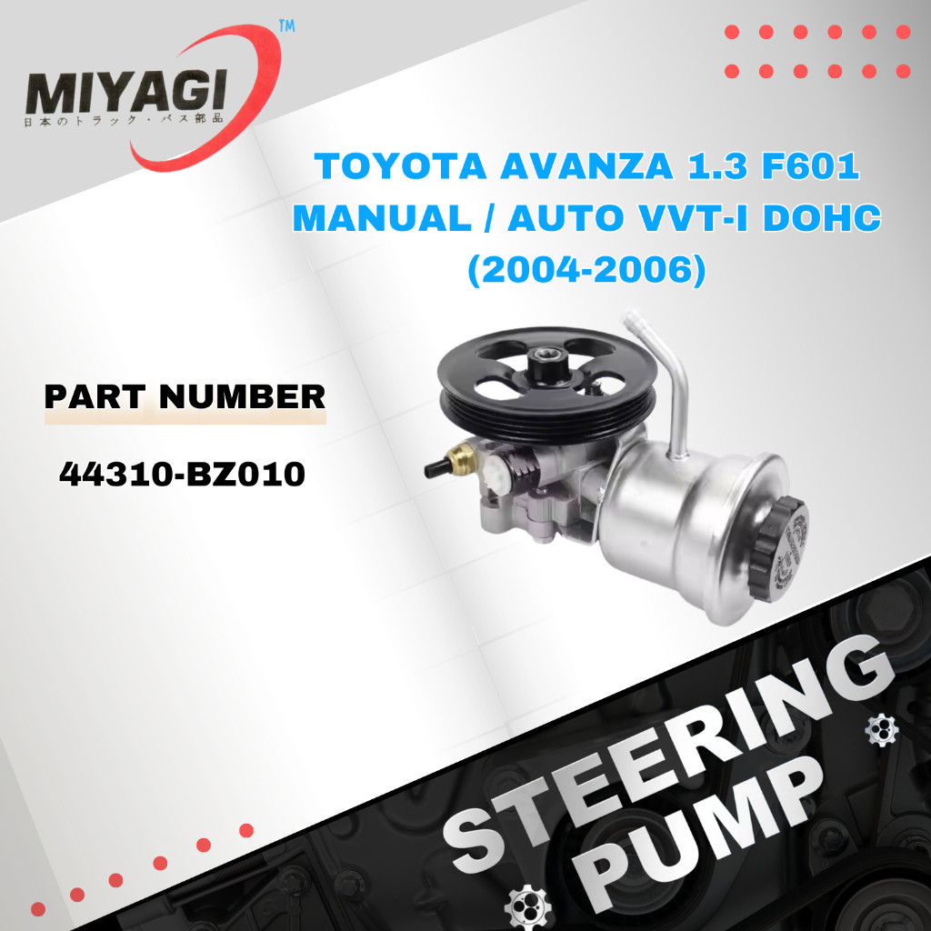 MIYAGI POWER STEERING PUMP TOYOTA AVANZA 1.3 F601 MANUAL / AUTO VVT-I ...