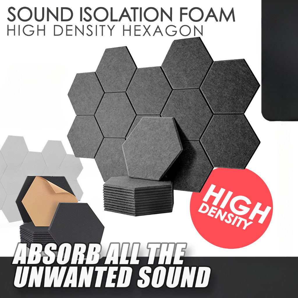 Golivemic Foam HD Hexagon Acoustic Panels Beveled Edge Sound Proof Foam ...