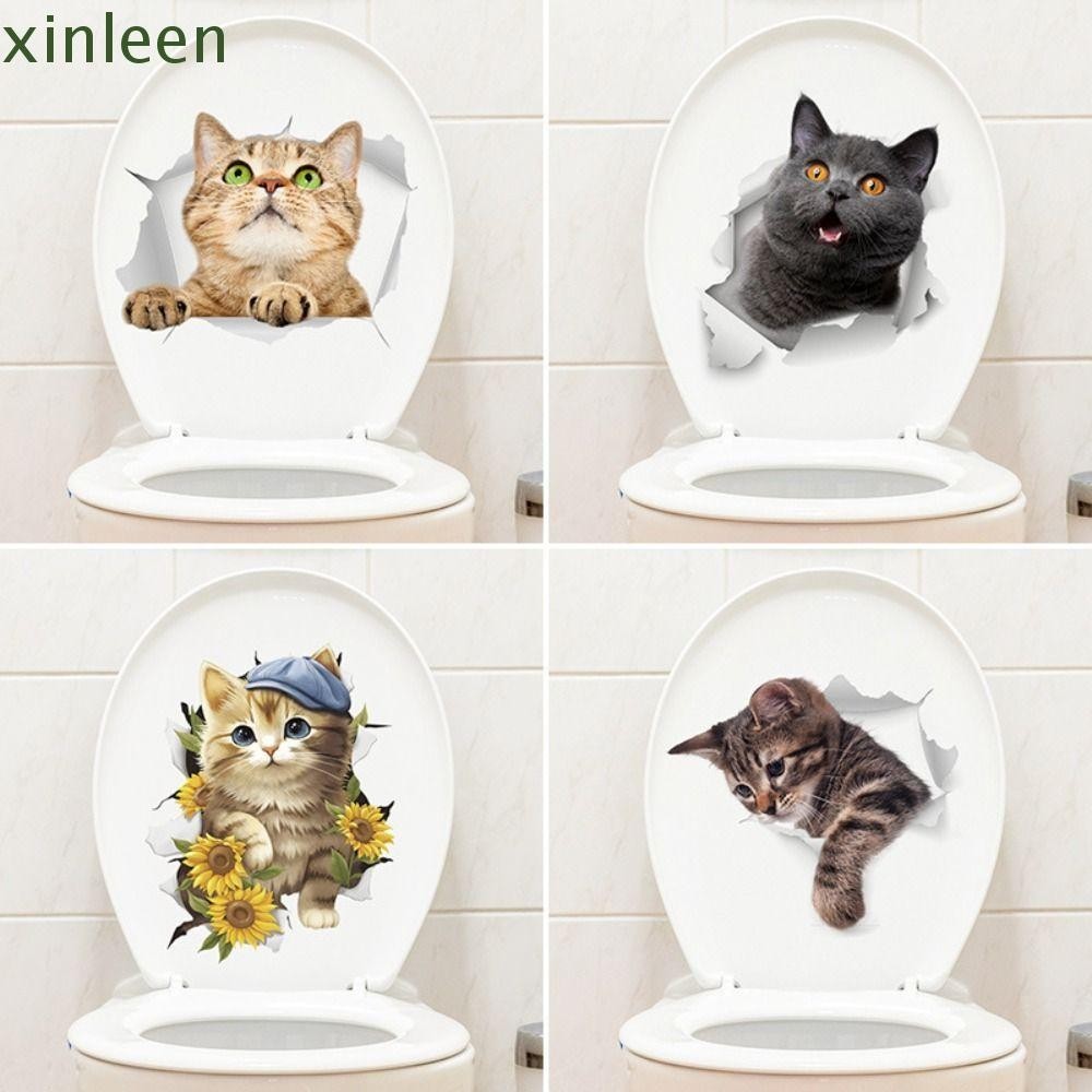 XINLEEN Cat Toilet Sticker, DIY 3D Cat Wall Decal, Multiple Styles Cute ...