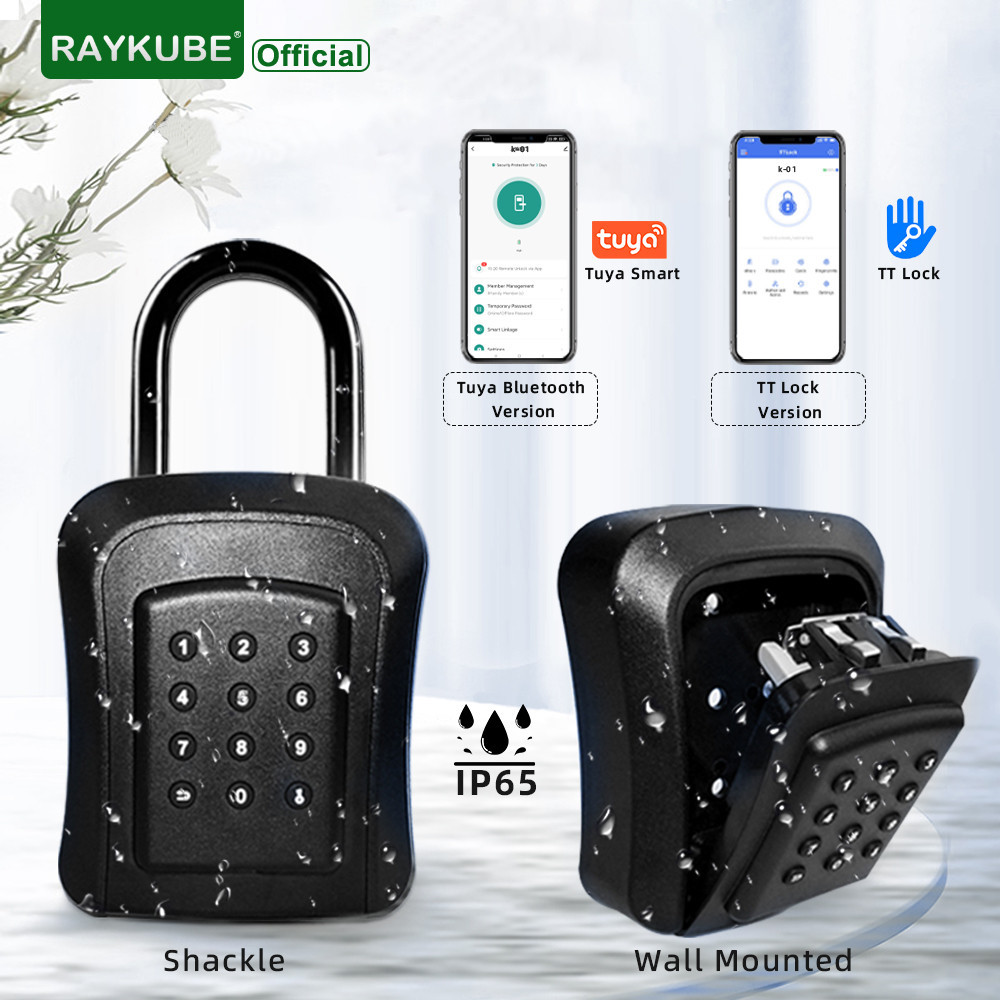 RAYKUBE IP65 Waterproof Metal Smart Wall Mount Key Lock Box Security ...