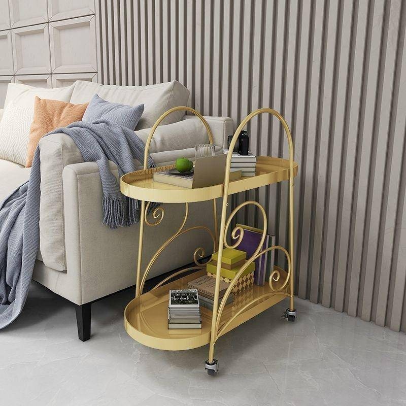Iron wheel storage trolley living room home sofa side beauty nail shop ...