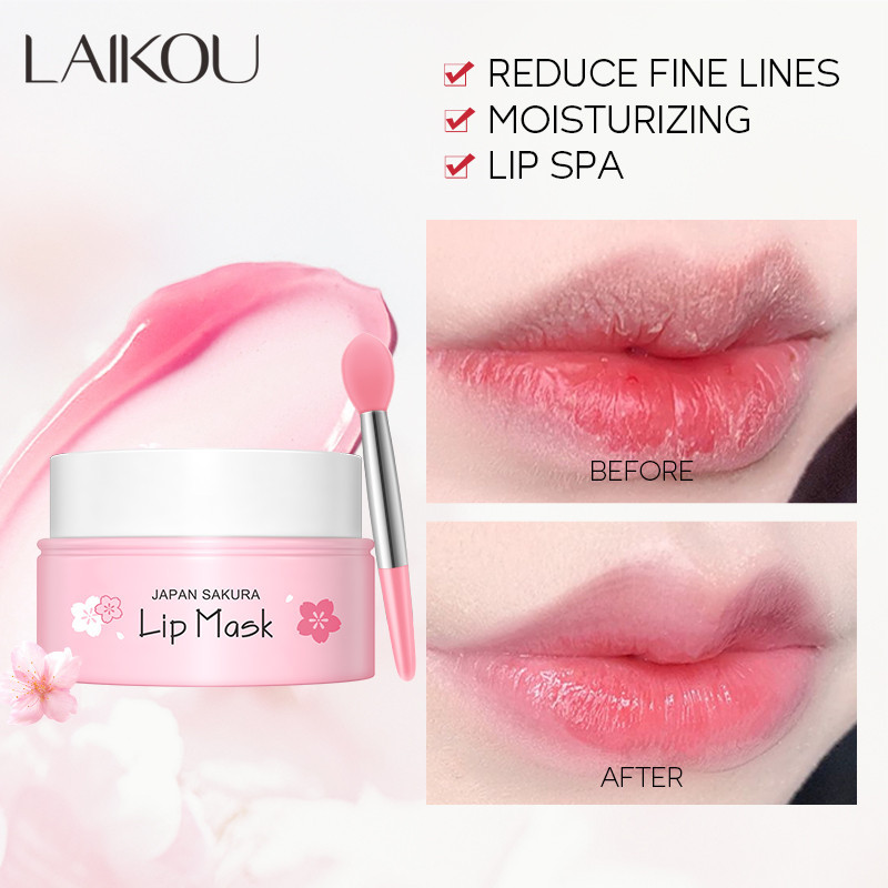 LAIKOU Sakura Lip Mask Sleeping Night Lip Balm Cherry Blossoms Balm ...