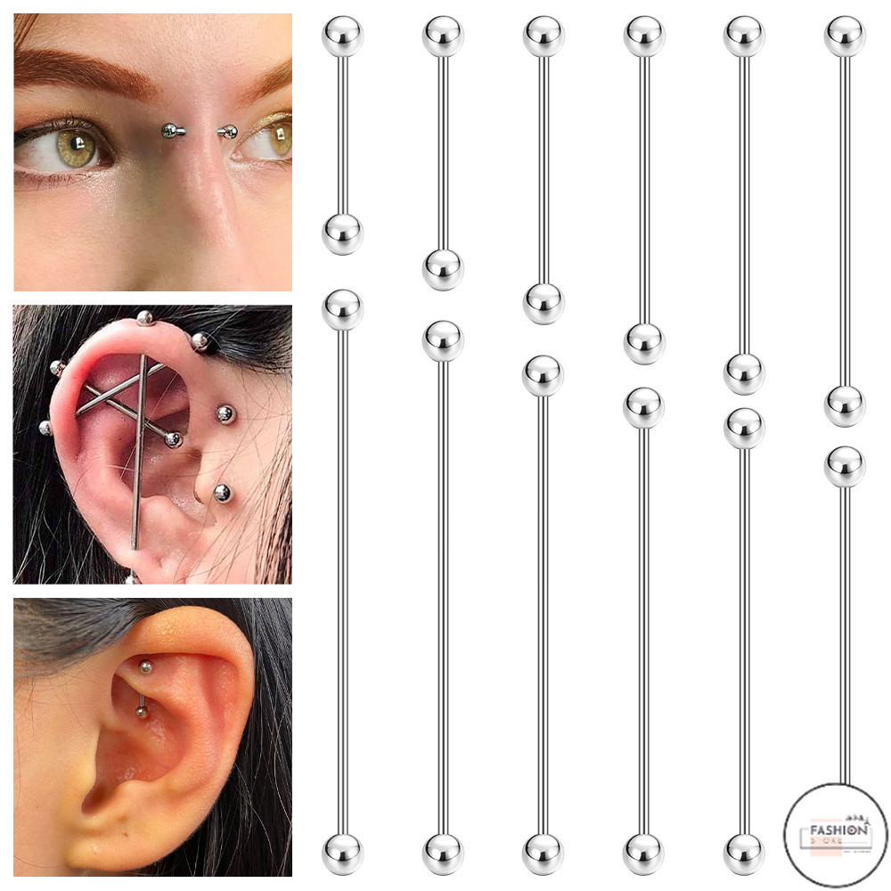 LF Silver Color Industrial Barbell Piercing 316L Stainlees Steel ...