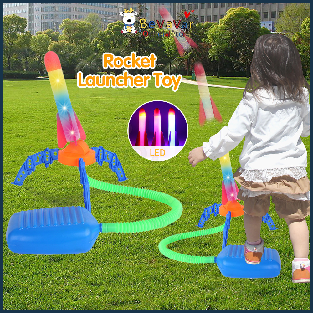 BEVAVAR Luminous Foot Pump Launcher Rocket Toys Kids Step Jump Rocket ...