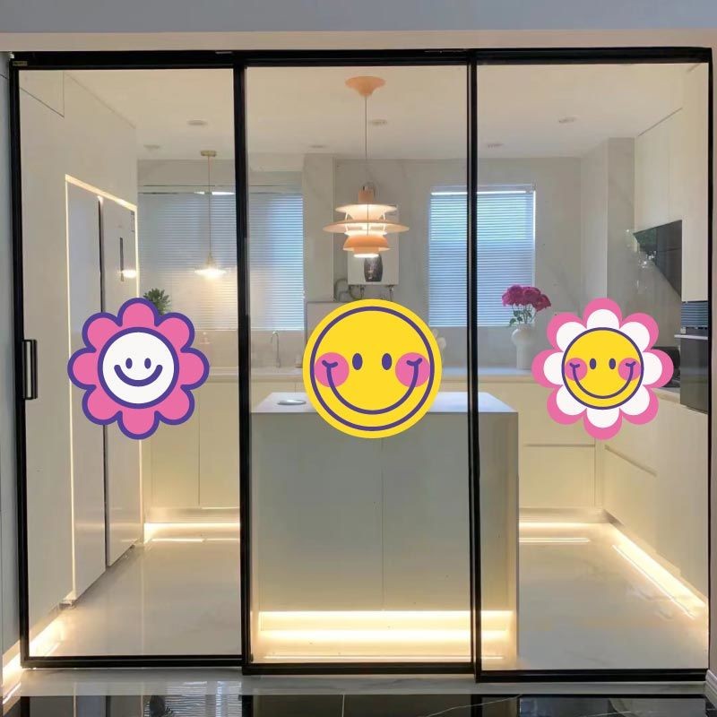Cute Smiling Face Window Sticker Clothing Store Milk Tea Coffee Shop ...
