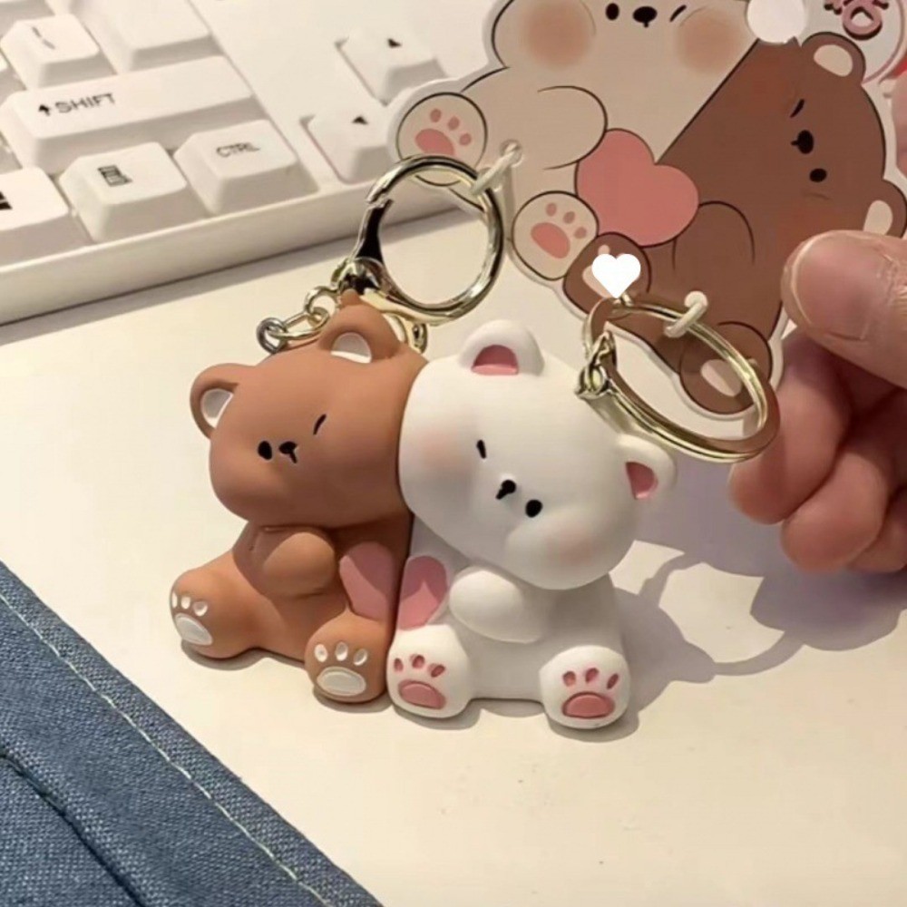 2 Pcs/set Cute Cartoon Magnetic Huggable Love Bear Keychain Bag Pendant ...