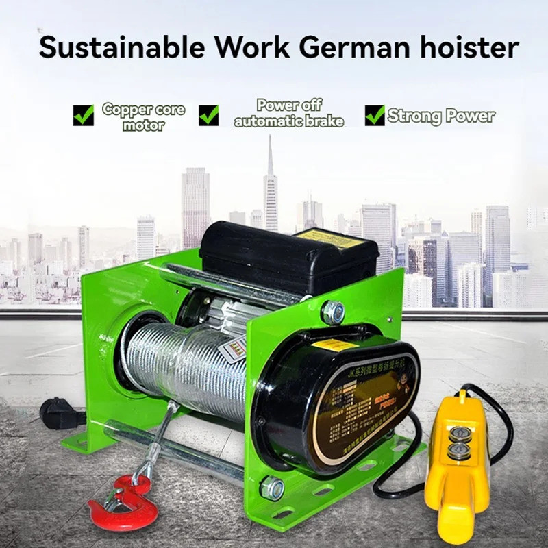 980W/1400W/1800W Wire Rope Hoist With Wireless Remote Micro Electric ...