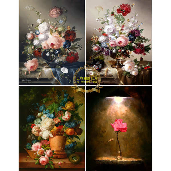 home decor wall decoration living room Lukisan bunga klasik Eropah ...