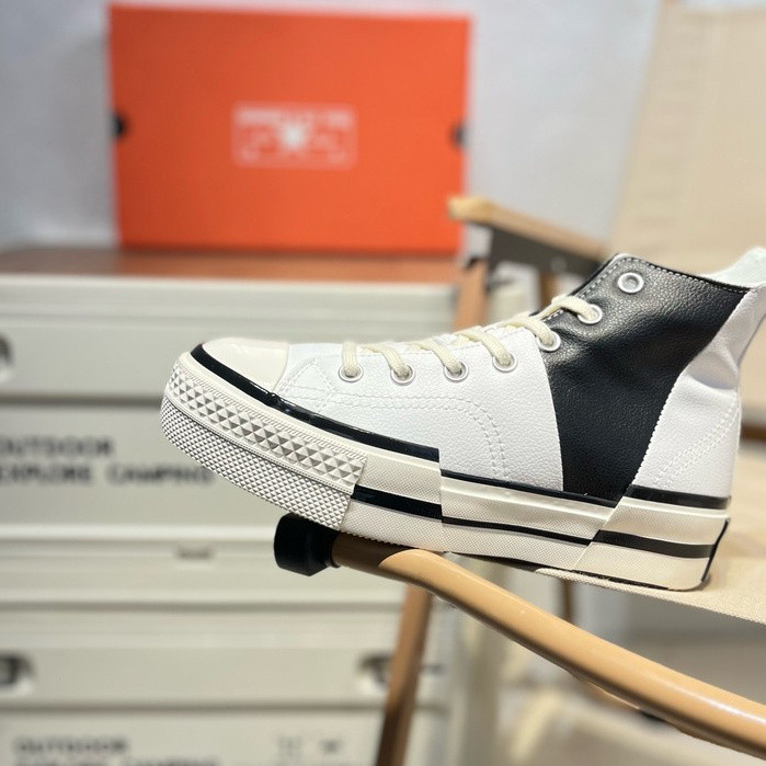 Ready stock Converse All Star Bottom Stitching Black White Leather High ...