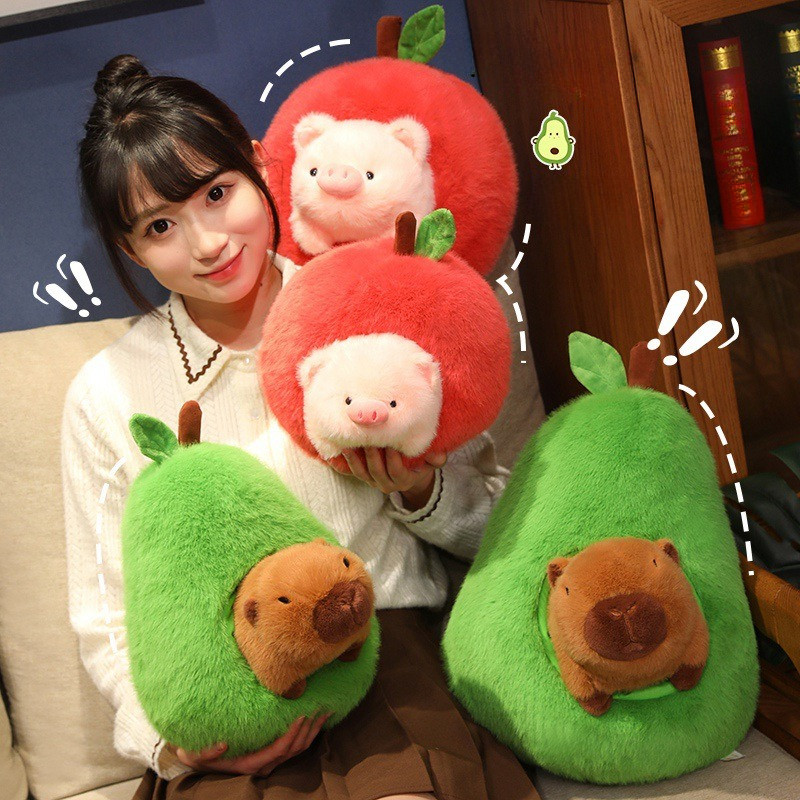 Kawaii Anime Capybara Avocado Plush Toy Creative Stuffed Animals ...