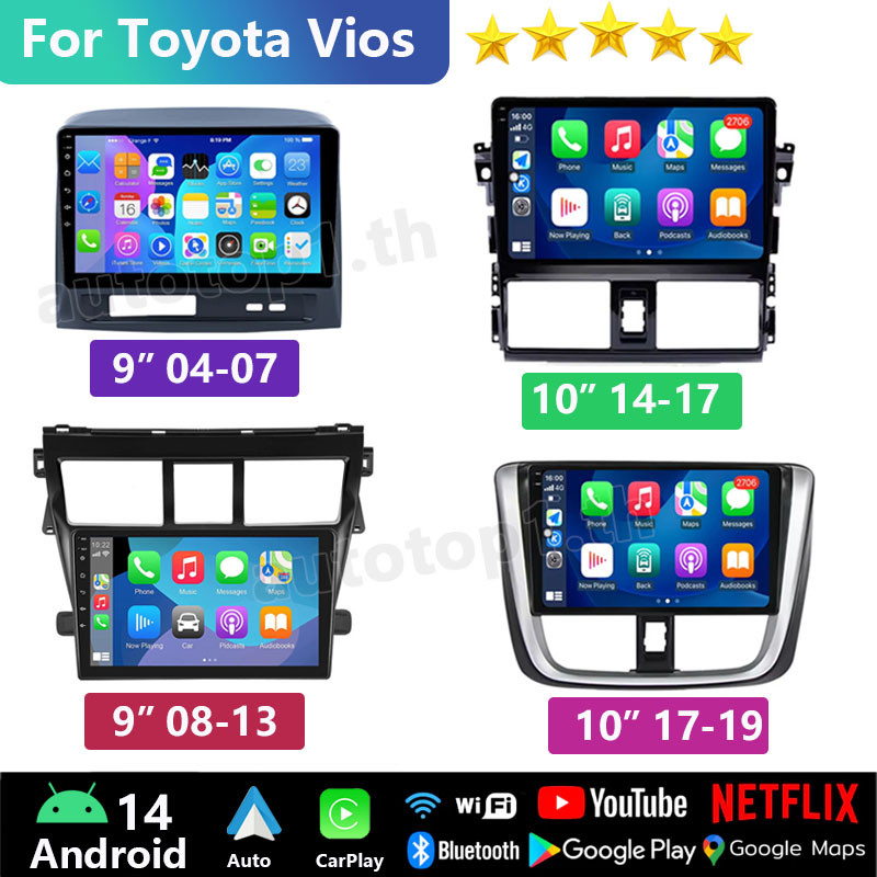 For TOYOTA VIOS 2004-2019 Android Car Player 2din 9" 10inch 8G RAM+128G ...