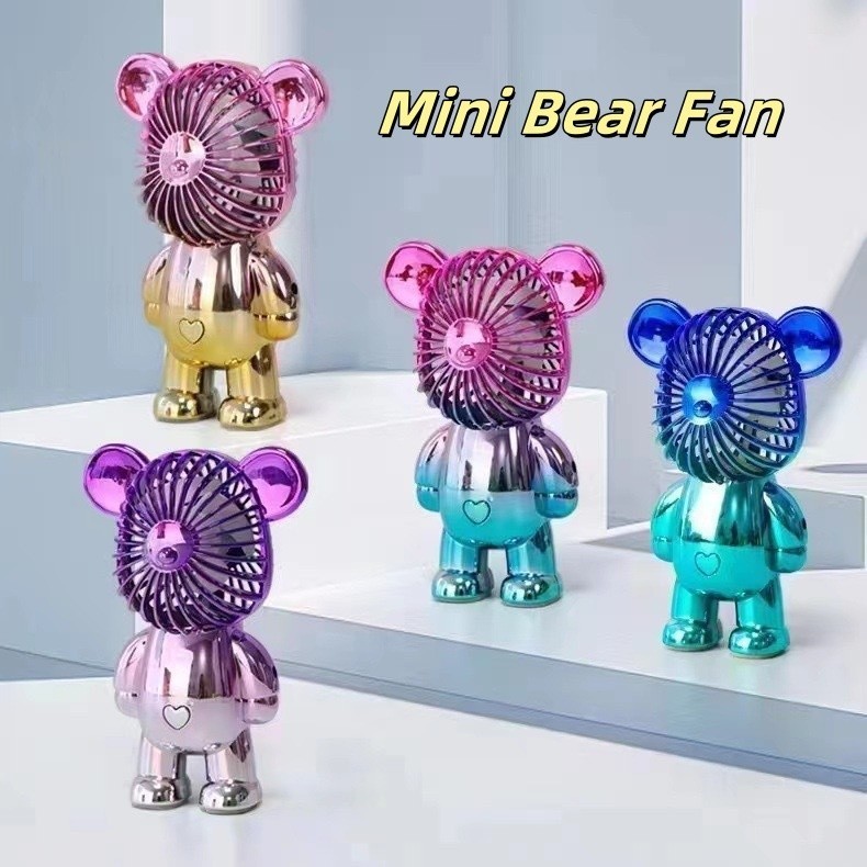 Mini Bearbrick USB Rechargeable Fans Violent Bear Handheld Fan Desktop ...