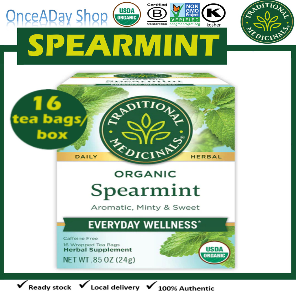 Traditional Medicinals, Organic Spearmint Tea, Caffeine Free, 16 ...