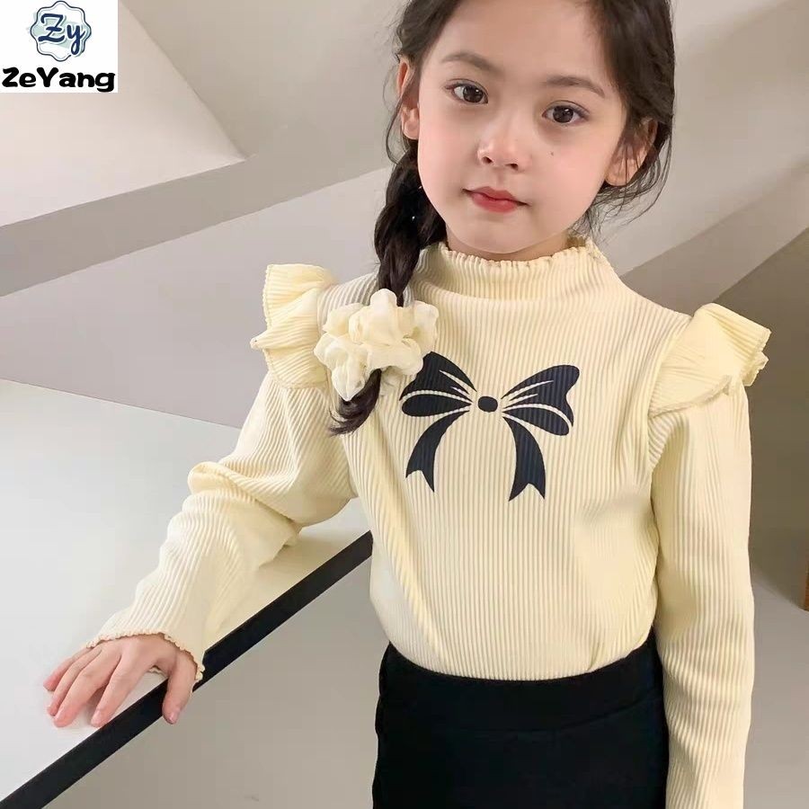 [ZY] 70-150 Ready Stock Children's Bowknot Long-Sleeved T-Shirt Lotus ...