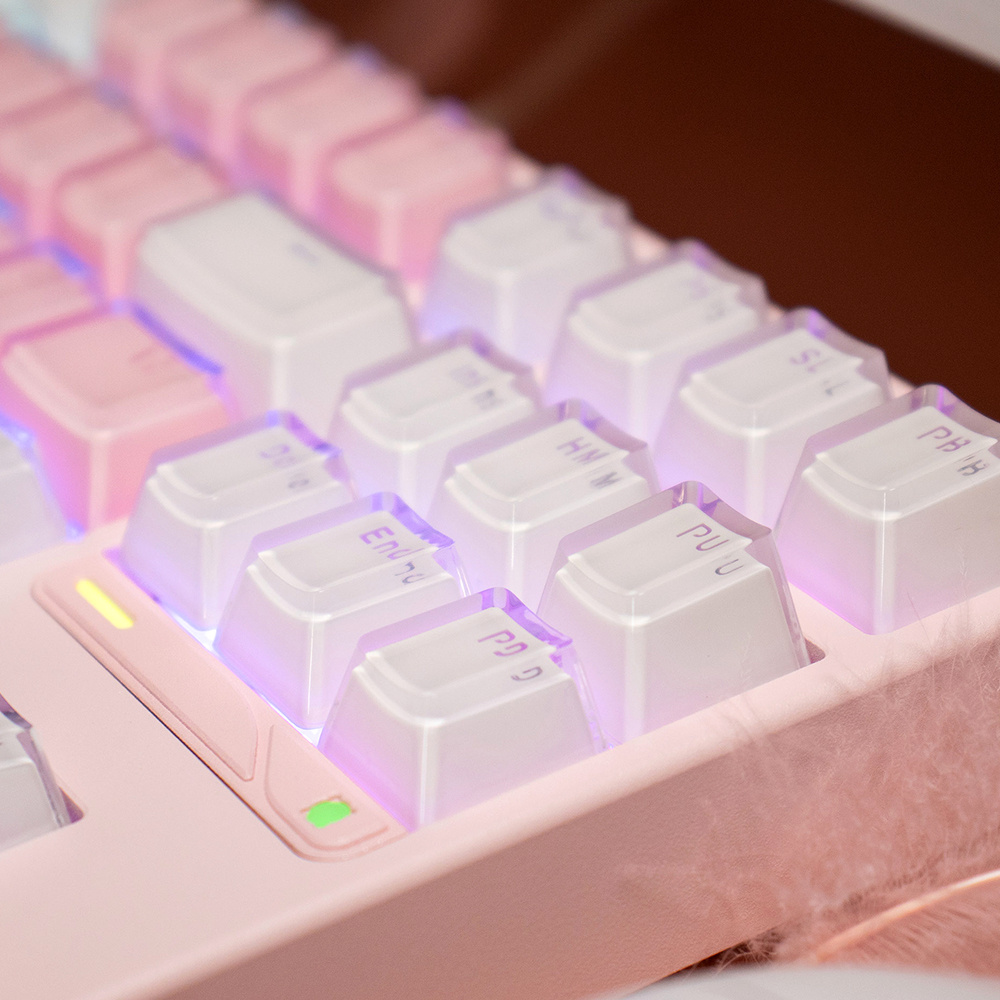PINK Crystal Jelly Keycap/set 104Keys OEM Profile PBT Double-Shot ...