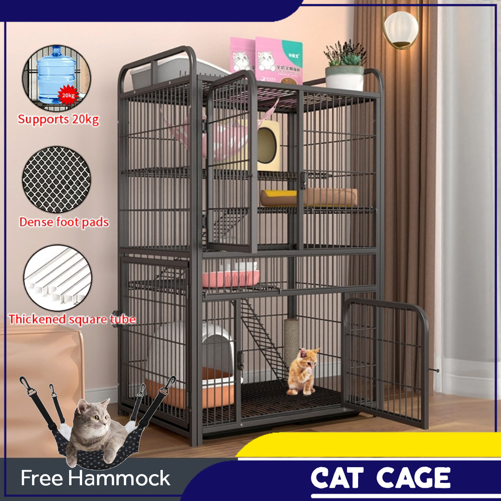 sangkar kucing 4 layer Cat Cage 2/3/4 Level Metal Steel Sangkar Villa ...
