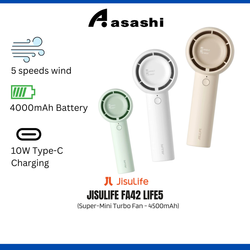 JisuLife FA42 HandHeld Fan Life5 (Super-Mini Turbo Fan - 4500mAh ...