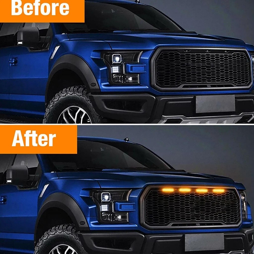 Universal Car Front LED Grille Light Smoked Amber Grill Light Eagle Eye ...