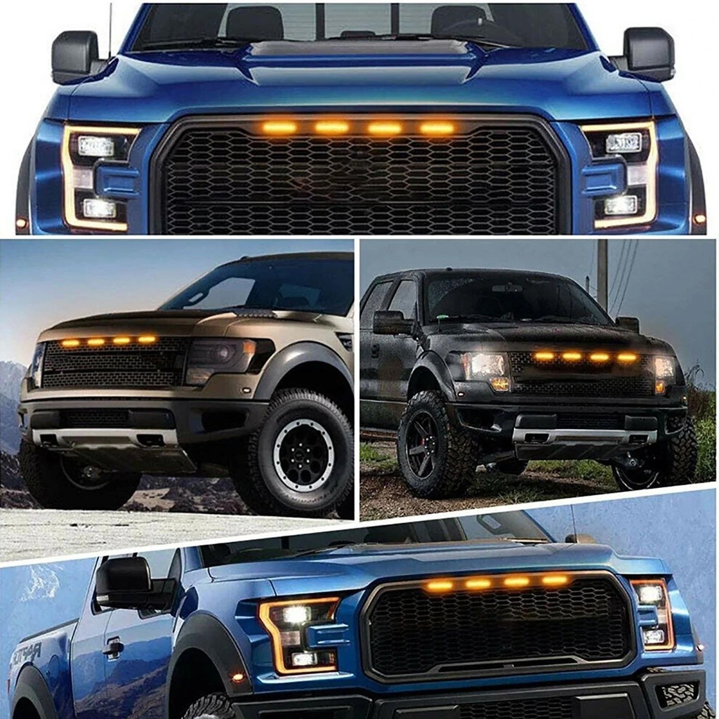 Universal Car Front LED Grille Light Smoked Amber Grill Light Eagle Eye ...