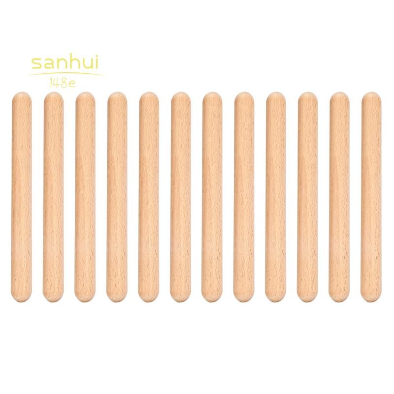 6 Pairs Wood Claves Musical Percussion Instrument Rhythm Sticks ...