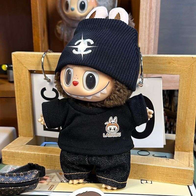 Changing to the top brand LABUBU 17cm vinyl Macaron Labubuwa clothing ...