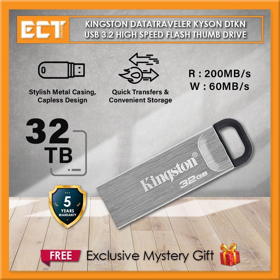 Kingston DataTraveler Kyson DTKN 32GB / 64GB USB 3.2 High Speed Flash Thumb Drive (R: 200MB/s ...