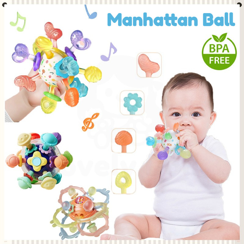 Baby Teethers Toy Manhattan Ball Rattle Hand Held Ball Toys Newborn ...