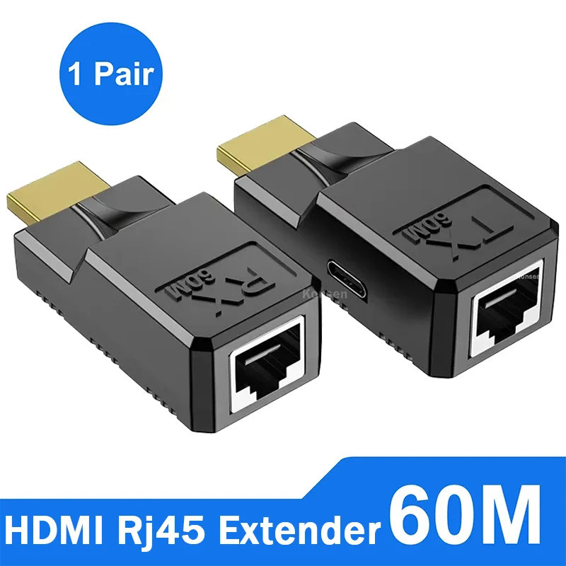 60M HDMI Extender over Single Rj45 Cat6 Cable 1080P HDMI Ethernet ...