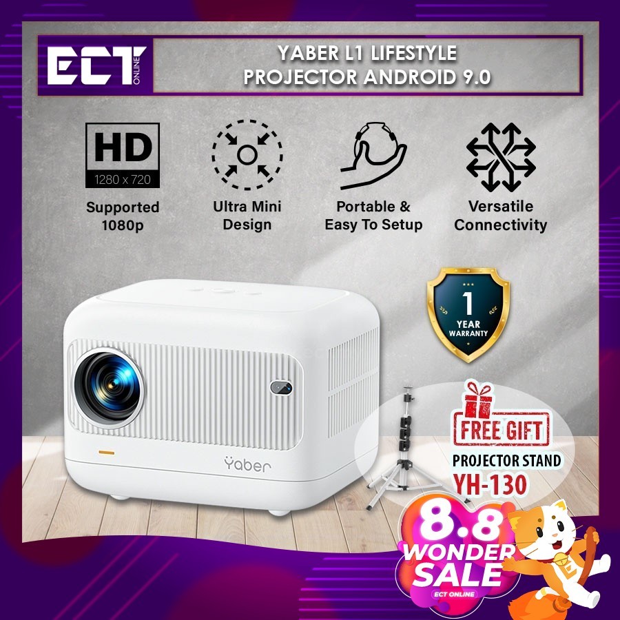 Yaber L1 Lifestyle Projector Android 9.0 with Built-in Massive Apps, Wi ...