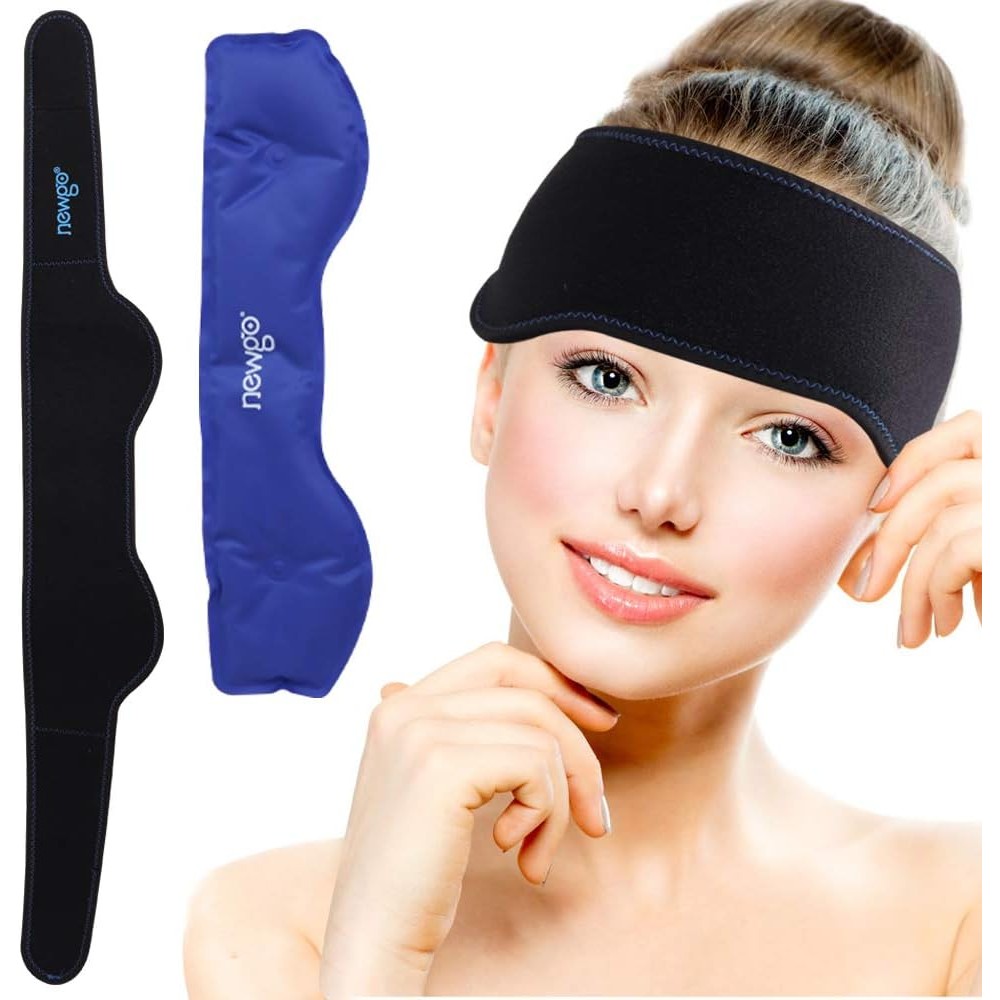 NEWGO Migraine Relief Ice Pack for Head, Hot Cold Compress Gel Ice Pack ...