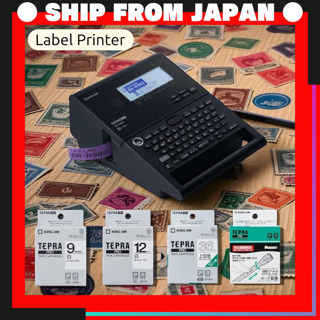 King Jim Tepra PRO SR-R980 Label Printer – 100V AC Adapter / AA Battery ...